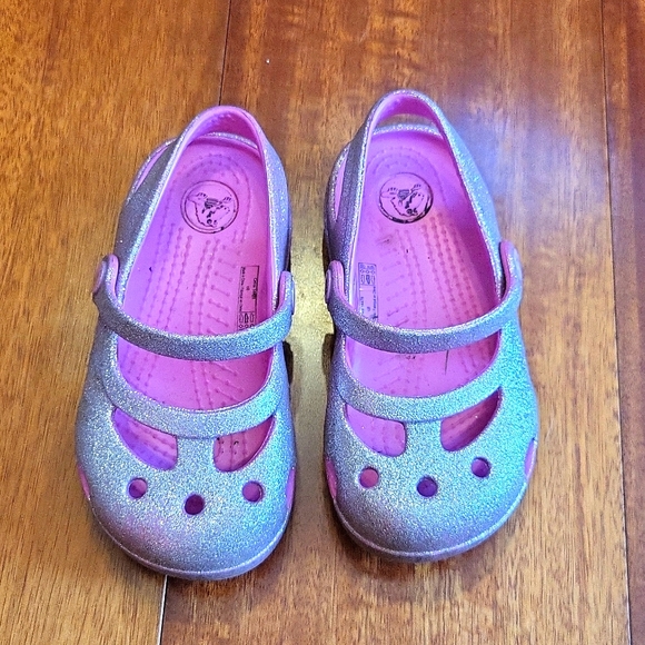CROCS | Shoes | Crocs Light Pink With Gold Sparkles | Poshmark